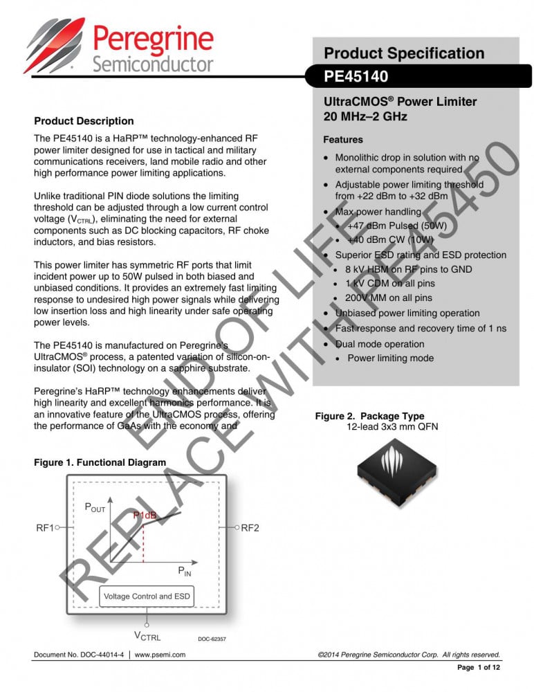 PE45140A-X datasheet page 1