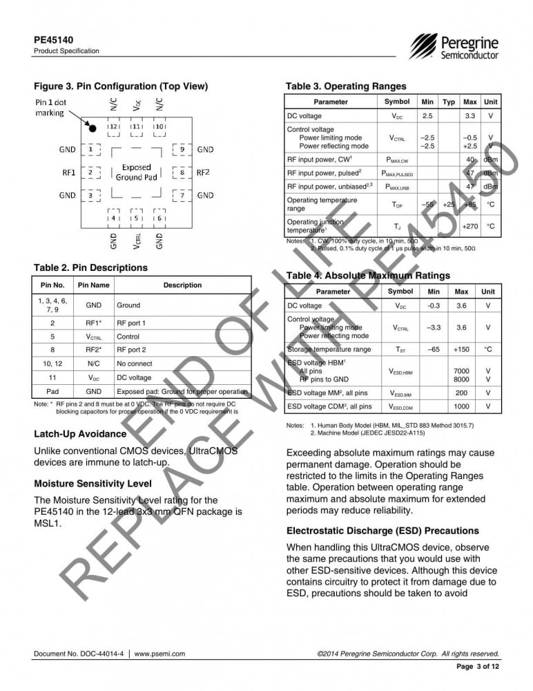PE45140A-X datasheet page 3