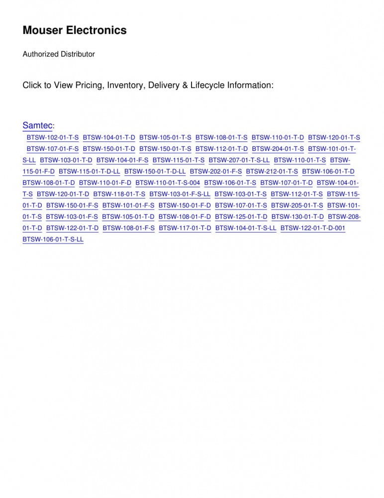 Samtec BTSW series technical document page 2