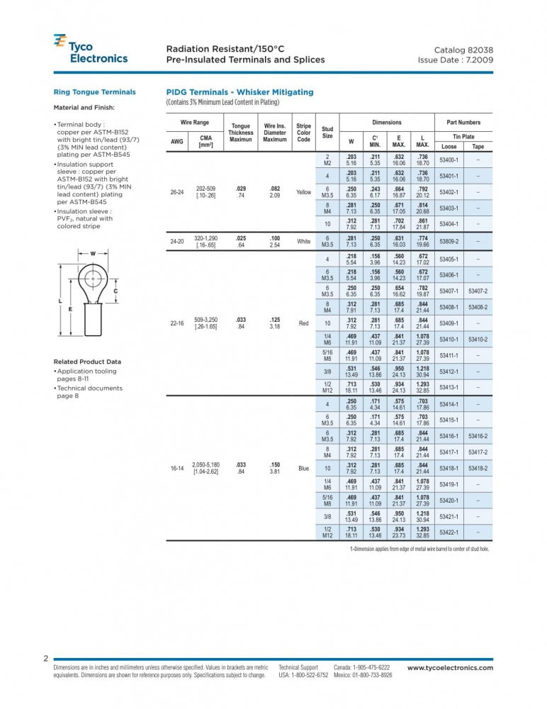 TE Connectivity technical document page 2