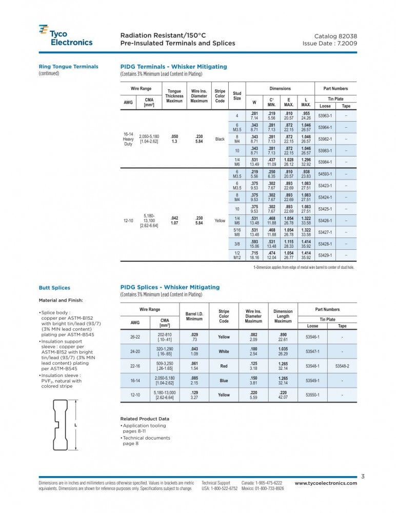 TE Connectivity technical document page 3