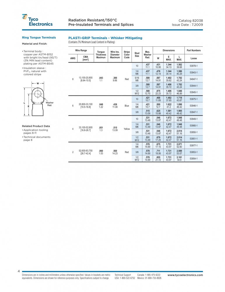 TE Connectivity technical document page 4