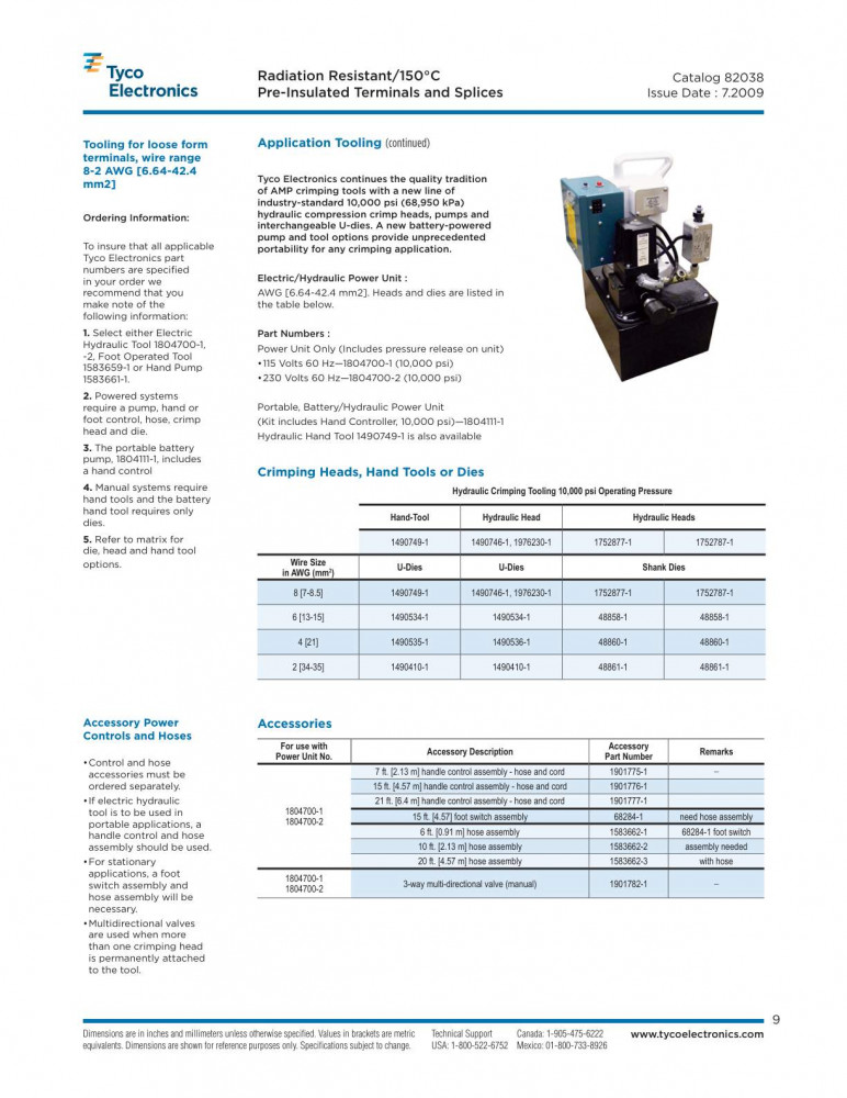 TE Connectivity technical document page 9