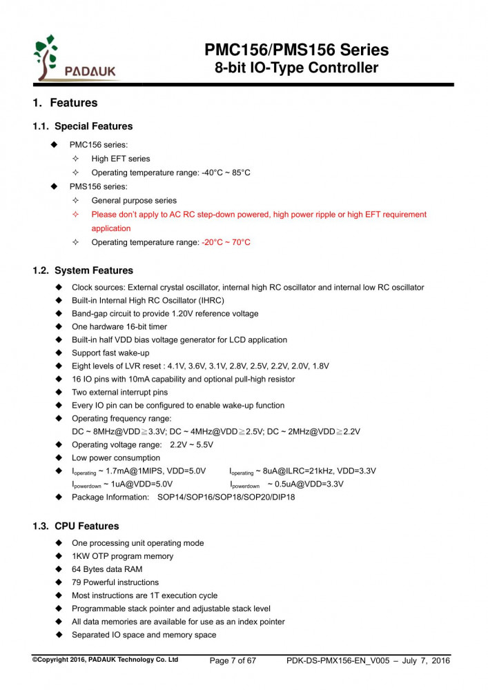 PMC156 datasheet page 7