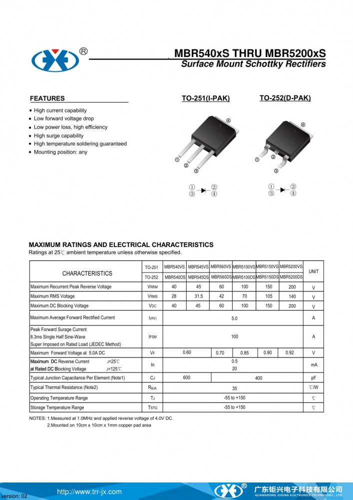 MBR5100DS datasheet page 1
