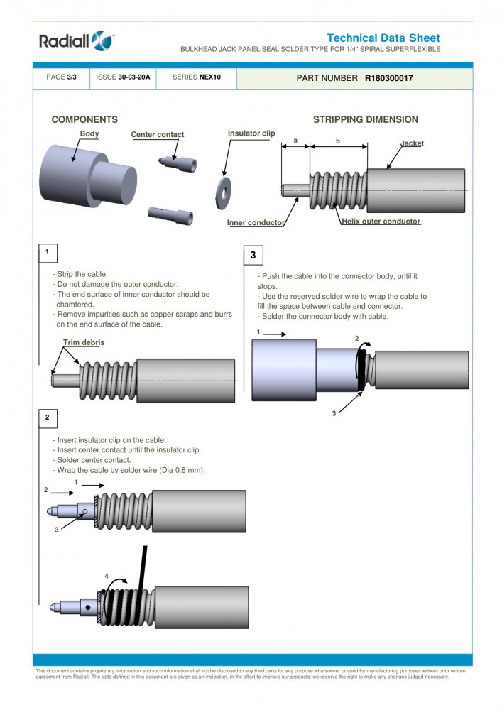 Radiall R180300017 datasheet page 3: components and assembly instructions