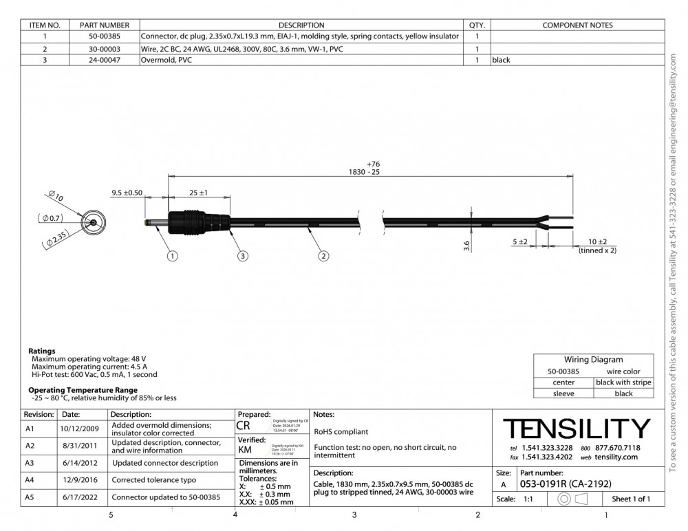 Tensility International 053-0191R product drawing