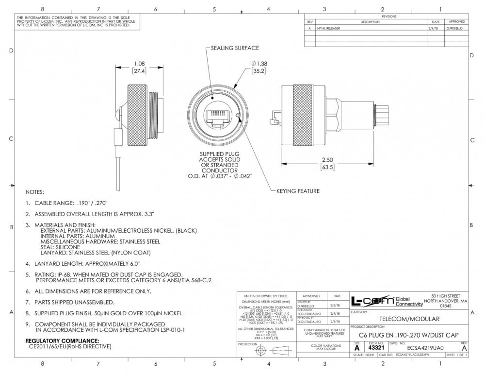 L-com ECSA4219UA0 technical drawing