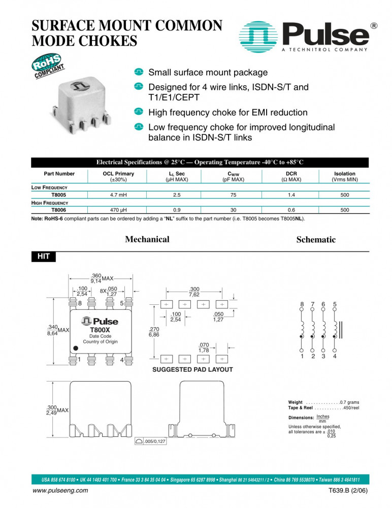 Pulse T8006NL datasheet page 1