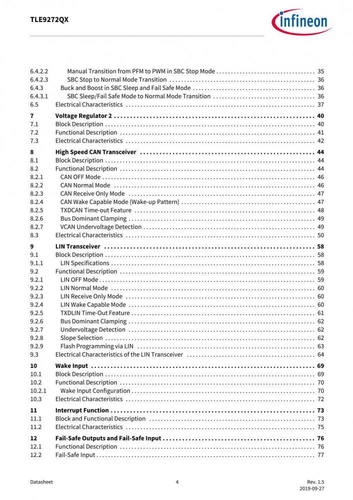 TLE9272QXXUMA1 datasheet page 4