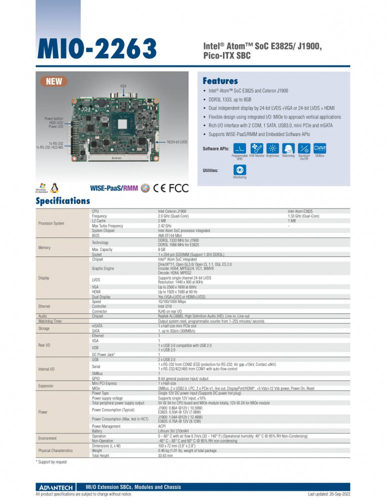 MIO-2263J-U0A1U technical document page 1