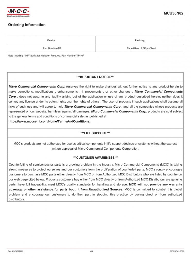 MCU30N02-TP datasheet page 4