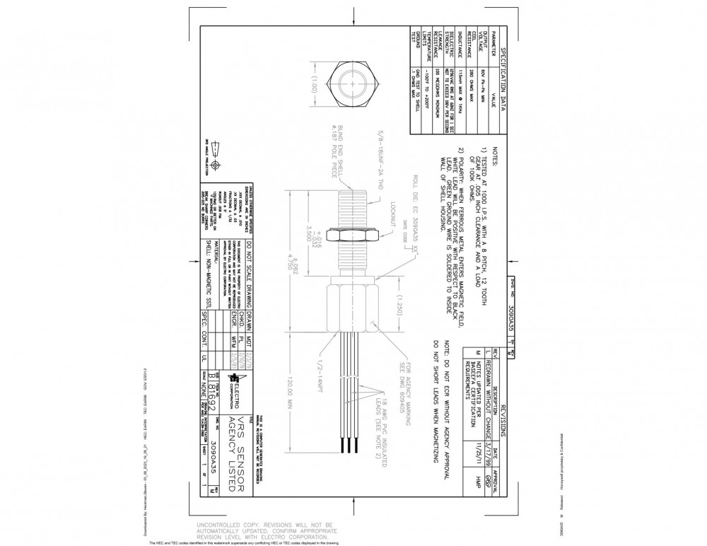 Honeywell 3090A35 technical drawing preview