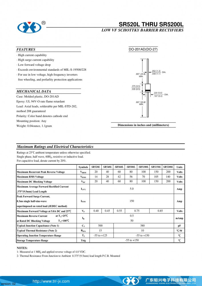 JUXING SR5100L datasheet page 1