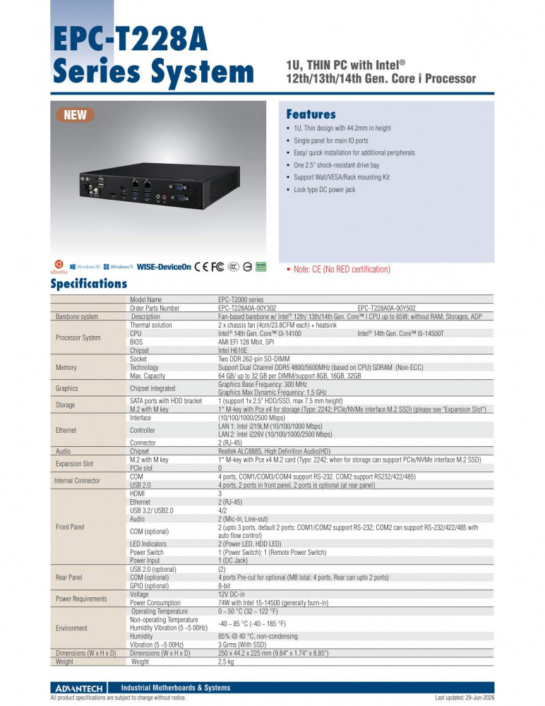 EPC-T228A product document page 1