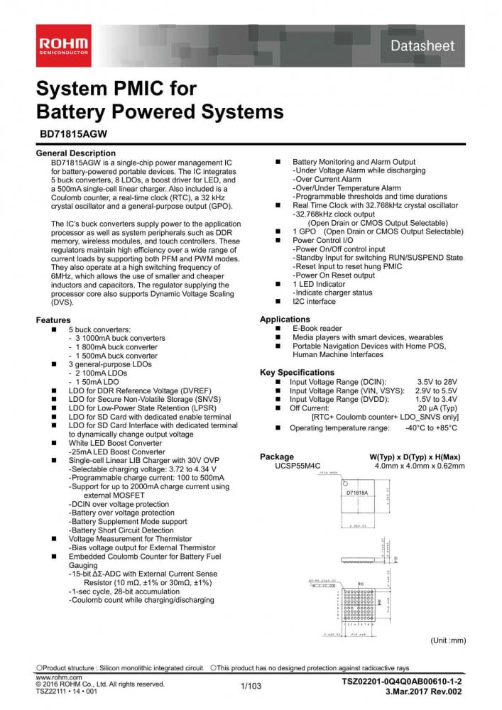 BD71815AGW technical document page 1
