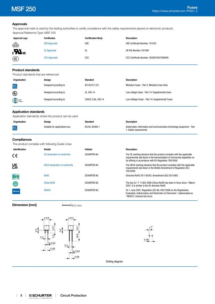 SCHURTER 0034.6051 datasheet page 2