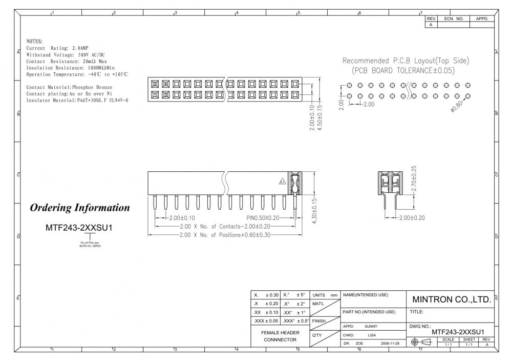 MTF243-208SU1 technical drawing