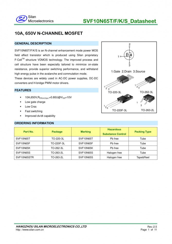 SVF10N65F datasheet page 1