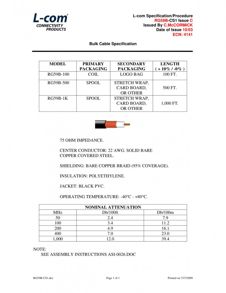 RG59B-500 technical document page
