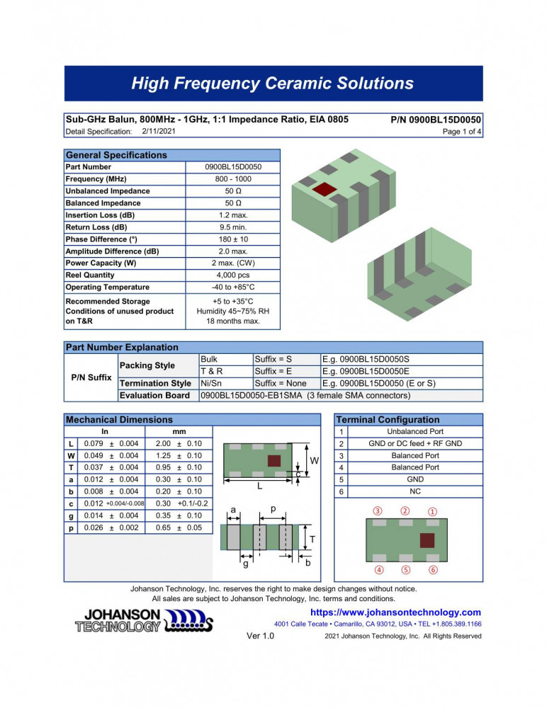 0900BL15D0050 datasheet page 1