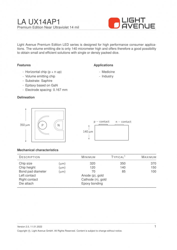LA UX14AP1 technical document page 1