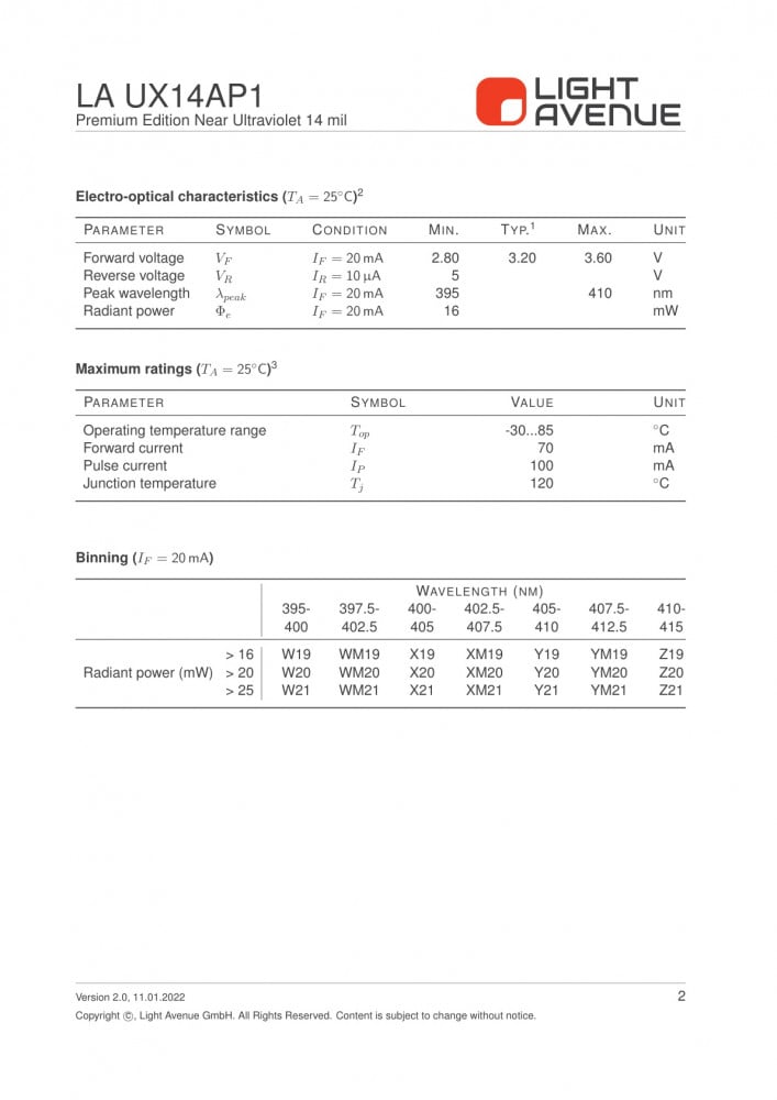 LA UX14AP1 technical document page 2