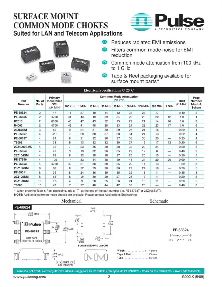 PULSE common mode choke document page 2