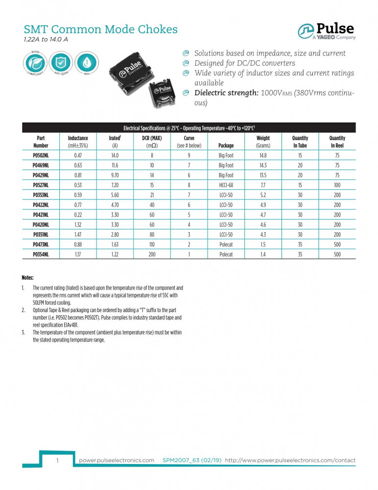 PULSE P0469NL technical document page 1