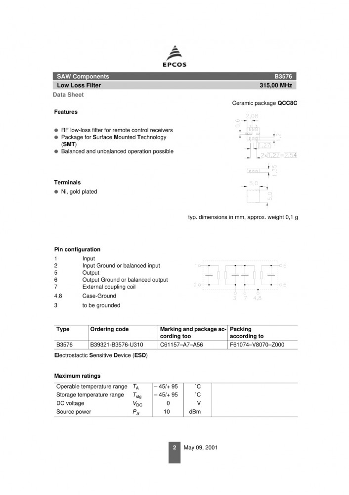 B3576 data sheet page 2