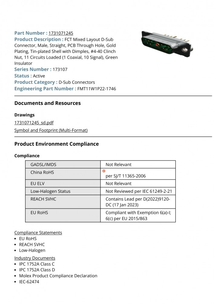 Technical drawing page 1 for product 1731071245