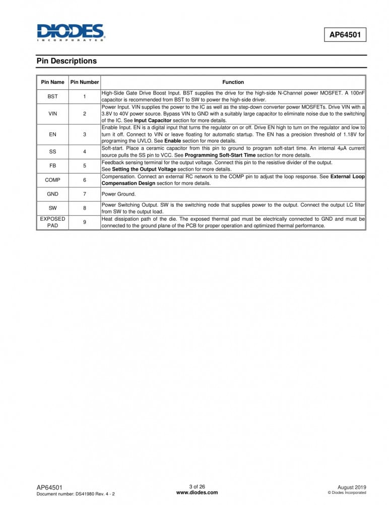 AP64501SP-13 datasheet page 3