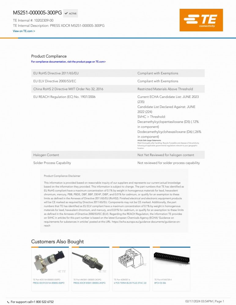 M5251-000005-300PG technical document page 1