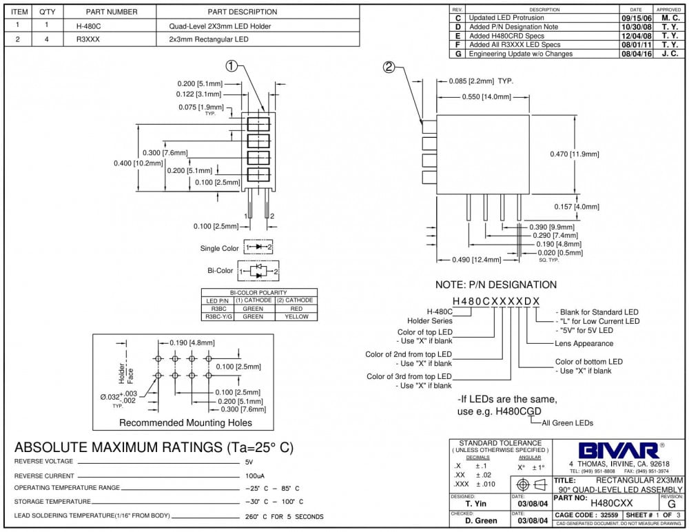BIVAR H480C assembly drawing page 1