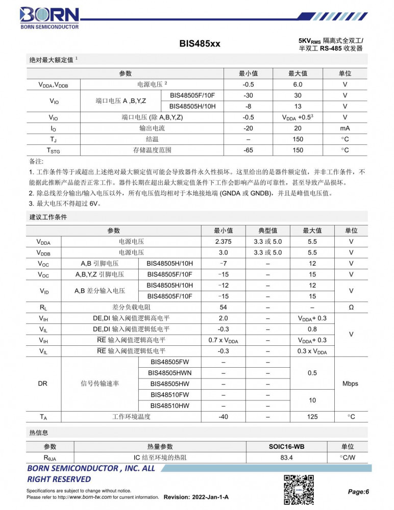 BIS485xx datasheet page 6