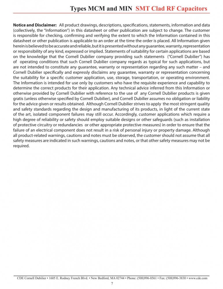 MCM and MIN RF capacitor datasheet page 7