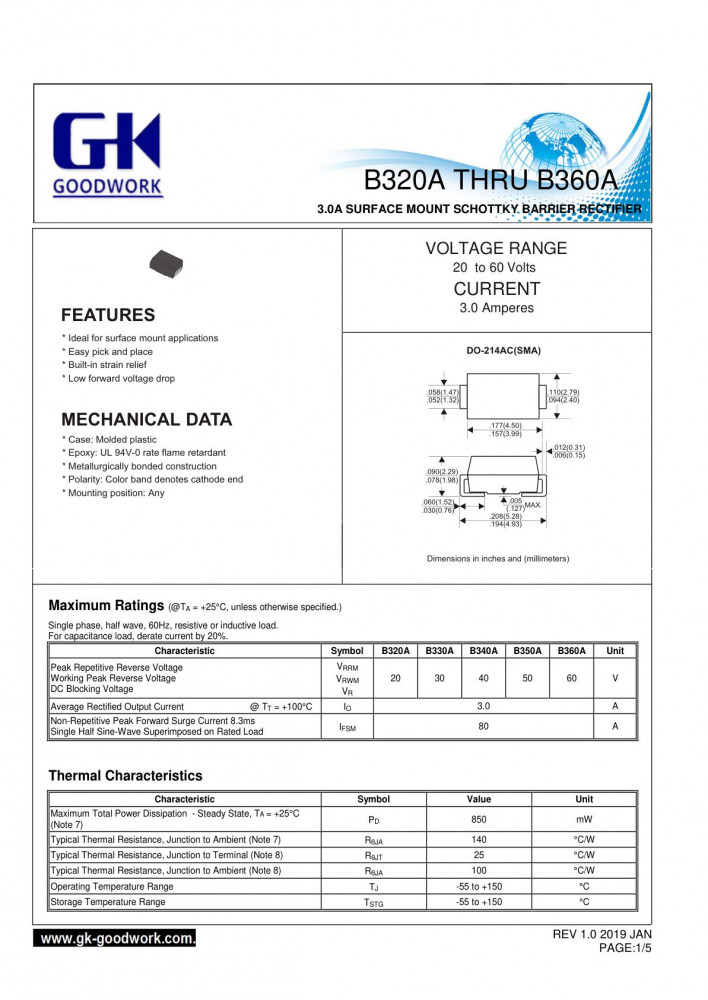 B330A datasheet page 1