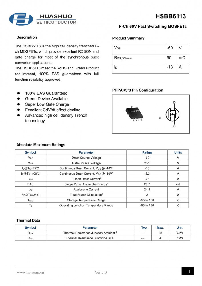 HSBB6113 datasheet page 1