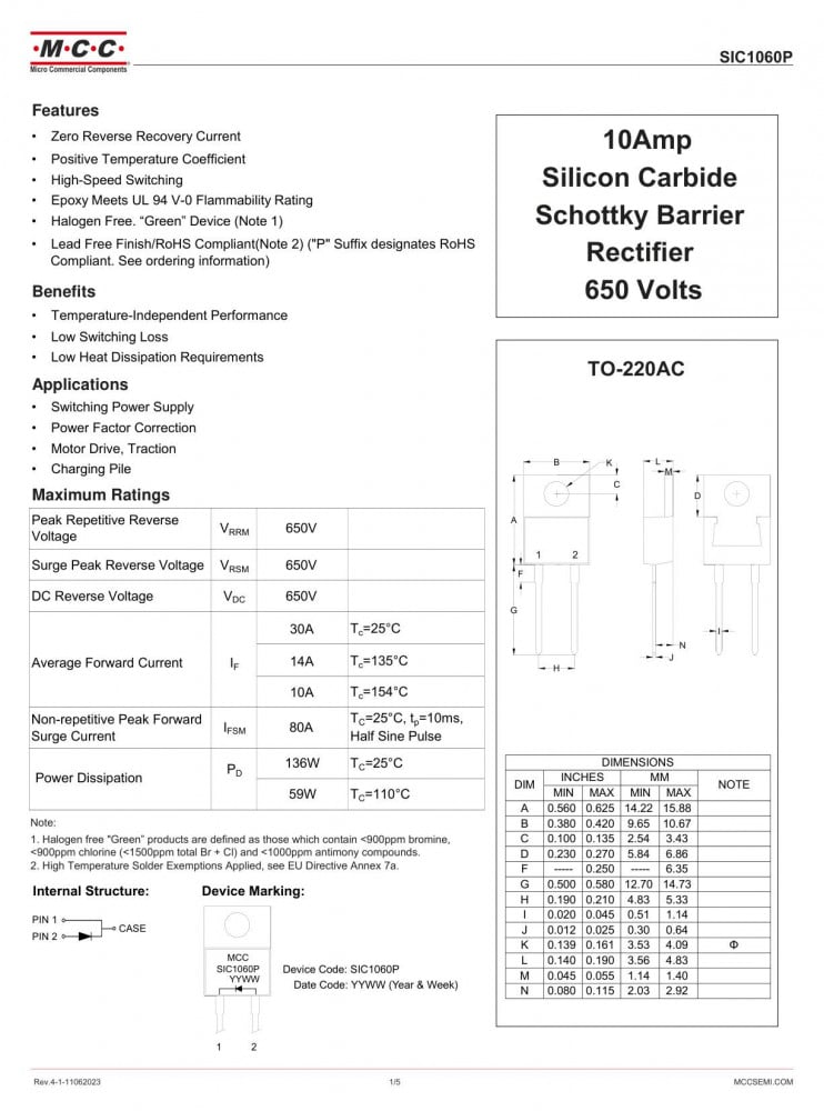SIC1060P-BP datasheet page 1