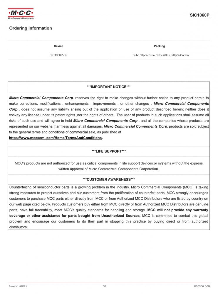 SIC1060P-BP datasheet page 5