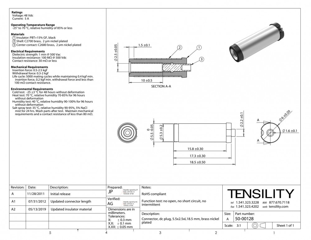Technical drawing image for Tensility International part 50-00128