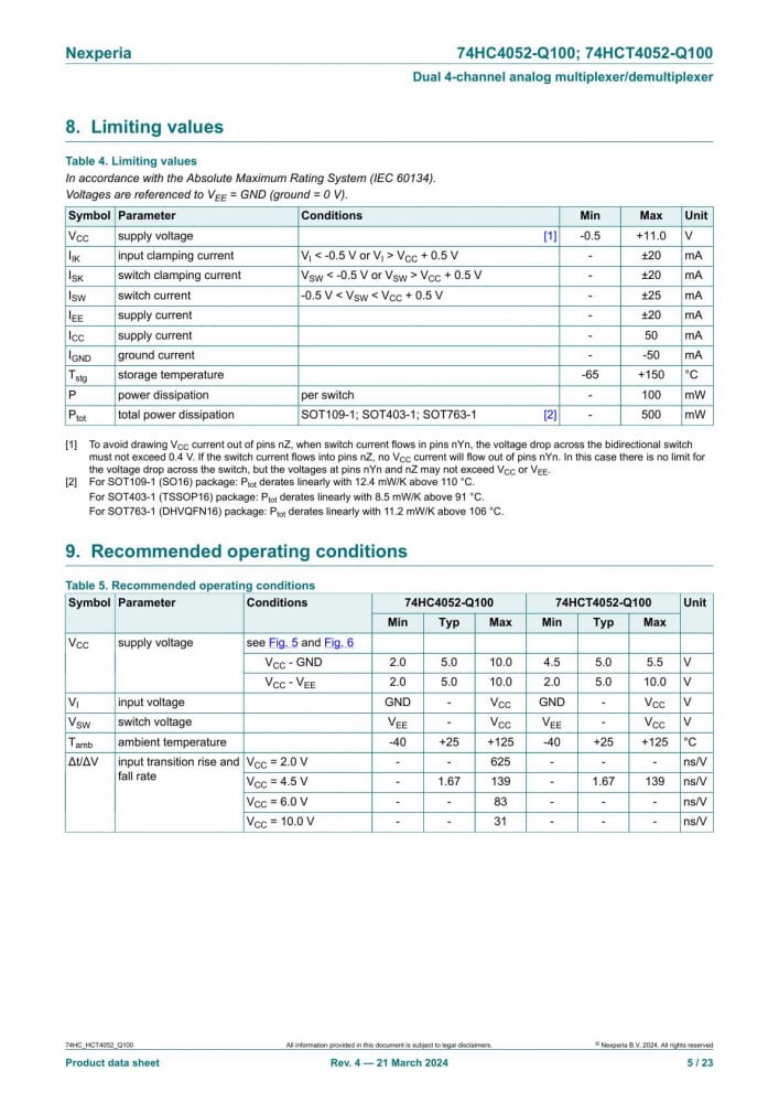 74HC4052-Q100 datasheet page 5