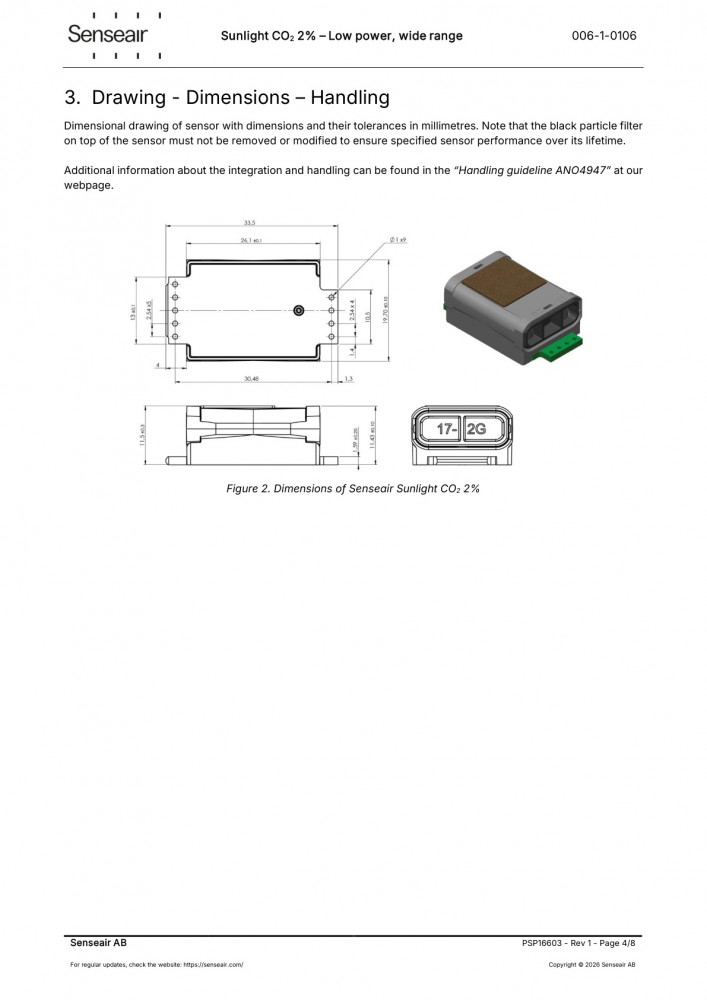 Senseair Sunlight CO2 2% datasheet page 4