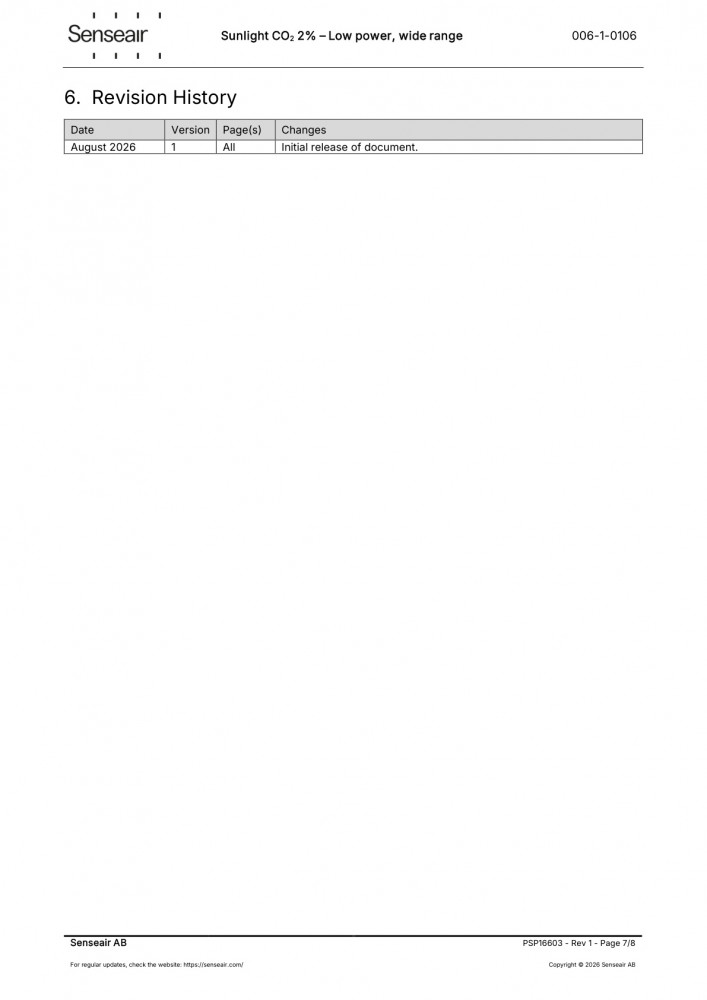 Senseair Sunlight CO2 2% datasheet page 7