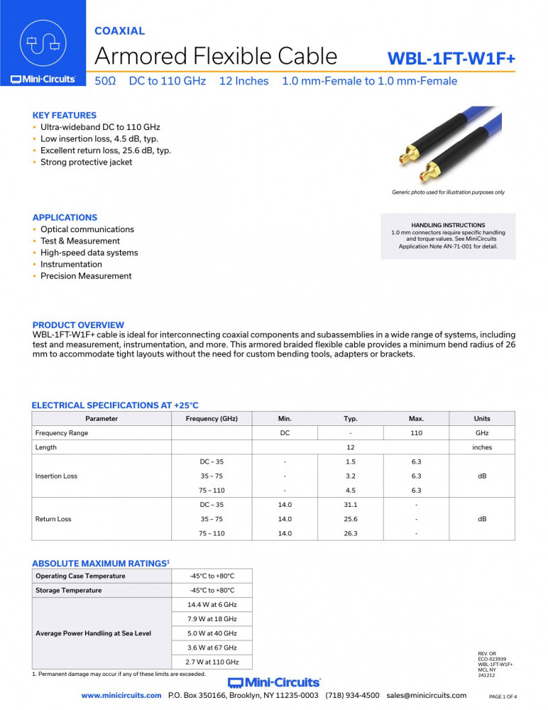 WBL-1FT-W1F+ technical document page 1