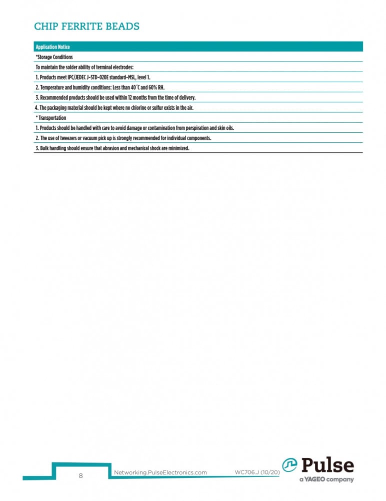 PULSE ferrite bead datasheet page 9