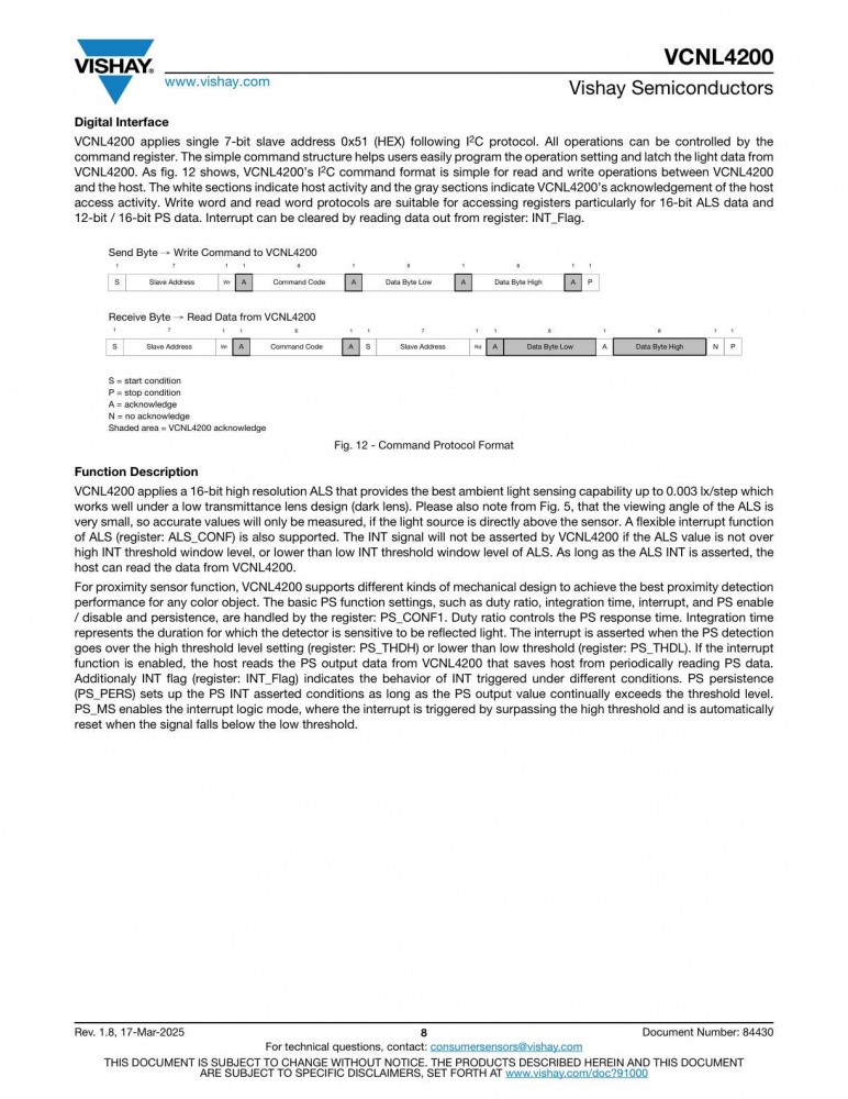 VCNL4200 datasheet page 8