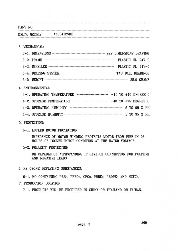 AFB0412SHB specification page 3