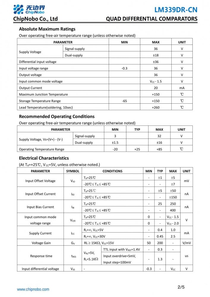 LM339DR-CN datasheet page 2