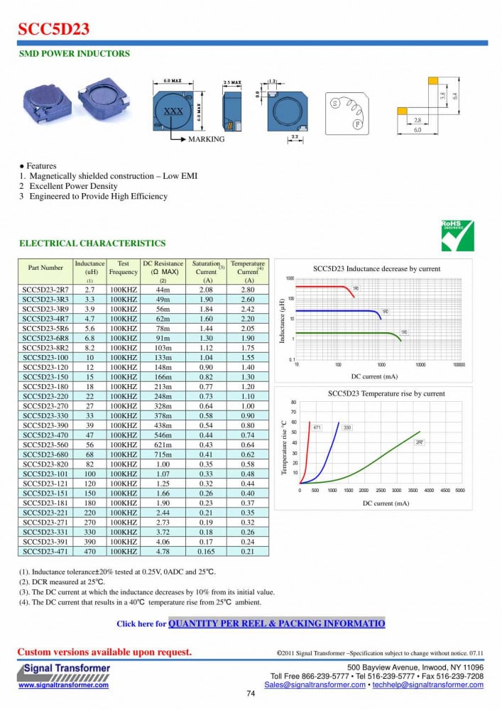 Bel Fuse SCC5D23 series technical document preview